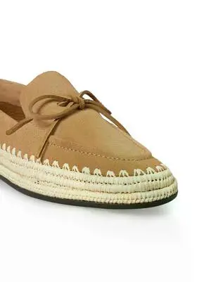 Tory Burch Raffia Trimmed Loafers - Neutrals