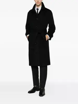 LARDINI Belted Single-breasted Coat - Black