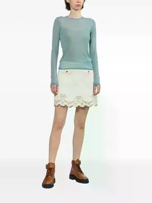 SELF-PORTRAIT Broderie Mini Skirt - Neutrals