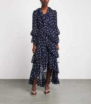 SELF-PORTRAIT Tiered Polka-dot Midi Dress