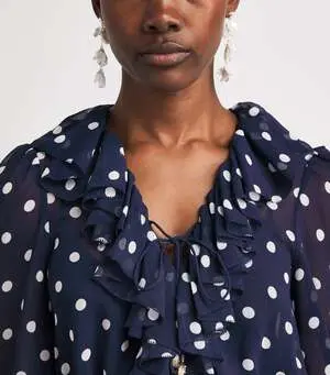 SELF-PORTRAIT Tiered Polka-dot Midi Dress