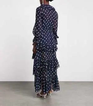 SELF-PORTRAIT Tiered Polka-dot Midi Dress