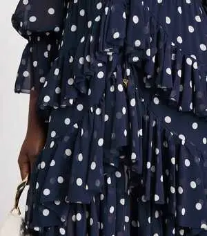 SELF-PORTRAIT Tiered Polka-dot Midi Dress