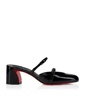 CHRISTIAN LOUBOUTIN Jane Nina Patent Leather Heeled Mules 55 - Black