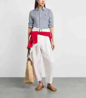 Polo Ralph Lauren Striped Linen Button-up Shirt With Embroidered Logo