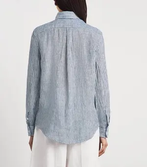 Polo Ralph Lauren Striped Linen Button-up Shirt With Embroidered Logo