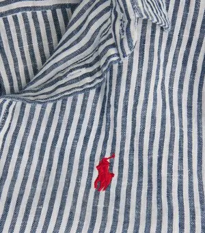 Polo Ralph Lauren Striped Linen Button-up Shirt With Embroidered Logo