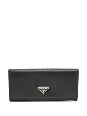 Prada Leather Flap Wallet - Black