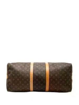 LOUIS VUITTON Monogram Keepall Bandouliere 55 Travel Bag - Brown