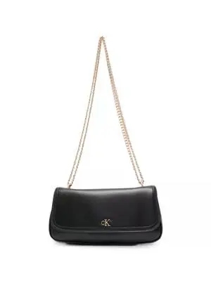 Calvin Klein Logo Plaque Chain-strap Shoulder Bag - Black