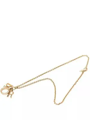 Dior 20th Century Plated Strass Logo Pendant Necklace Costume Necklace - Gold