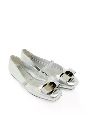 FERRAGAMO Vara Bow Ballet Flats - Silver