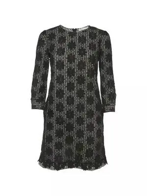 See By Chloé Checkered Floral-mesh Shift Dress - Black