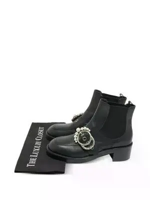 Miu Miu Crystal-embellished Buckle Ankle Boots
