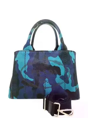 Prada Canapa Logo Camouflage Satchel - Blue
