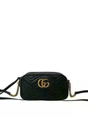 Gucci Small Gg Marmont Matelassé Calfskin Crossbody Bag - Black