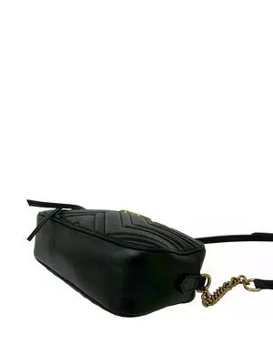 Gucci Small Gg Marmont Matelassé Calfskin Crossbody Bag - Black