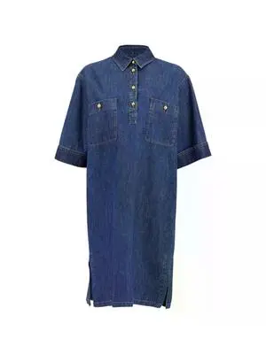Valentino Garavani Cotton Shirt Dress With Pocket Detail - Blue