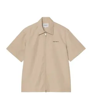 Carhartt Work In Progress Postal Zip Short Sleeve Shirt - Iroko