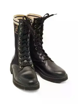 Fendi Rockoko Zucca Combat Boots