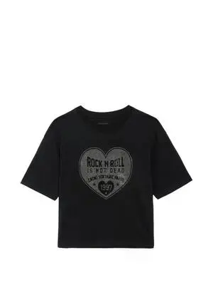 Zadig&Voltaire Taida Embellished Heart Print T-shirt - Black
