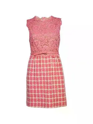 Valentino Garavani Tweed Guipure Lace Midi Dress - Pink