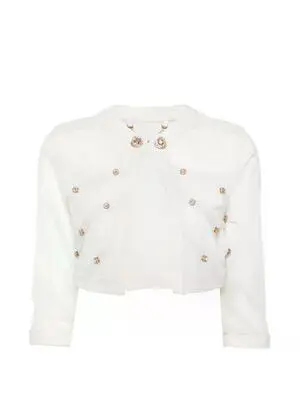 TIMOTEA Crystal-embellished Cropped Jacket - Neutrals