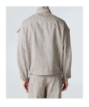 KIKO KOSTADINOV Farkas Striped Cotton And Linen-blend Jacket