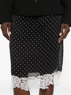 ROTATE BY BIRGER CHRISTENSEN Polka-dot Lace-trim Midi Skirt