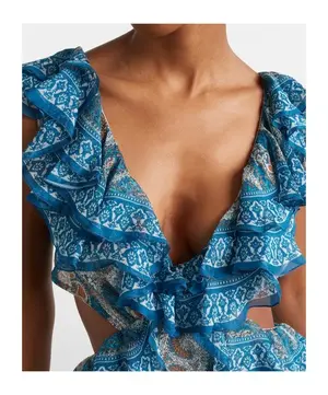 Etro Paisley Lace-trimmed Ruffled Silk Maxi Dress
