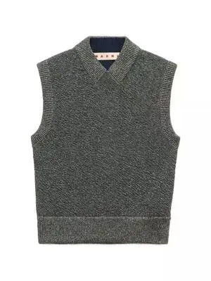 Marni Gray Wool Vest With Lurex Detailing