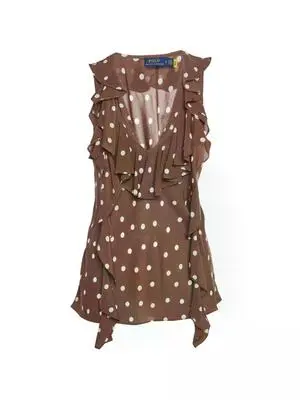 Polo Ralph Lauren Ruffled Polka-dot Top - Brown