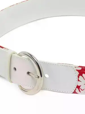 Burberry Floral-print Buckle Belt - Red