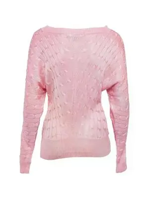 Ralph Lauren Silk Cable-knit V-neck Sweater - Pink