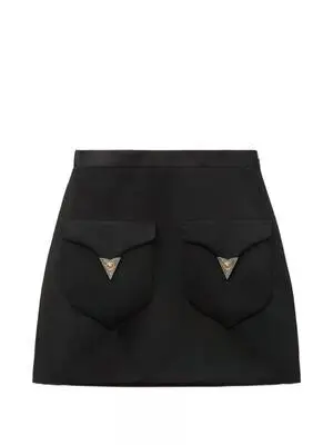 Versace Wool Mini Skirt With Medusa Hardware - Black
