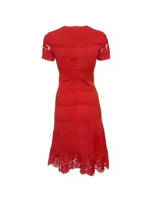 Valentino Garavani Lace-trimmed Stretch-knit Mini Dress