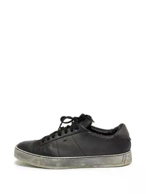 Santoni Lace-up Leather Sneakers - Black