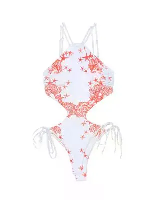 MAZZEI Cut-out Starfish-print Swimsuit - Blue