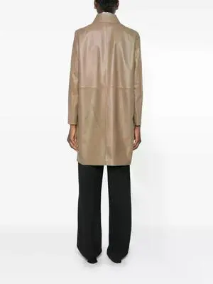 Max Mara Leather Zip-up Coat