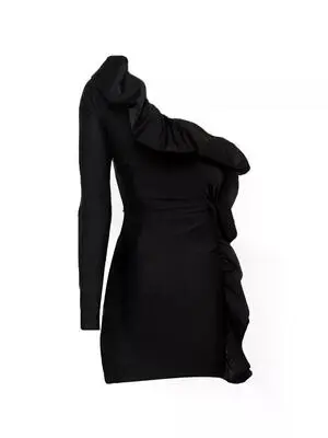 Amen Ruffled One-shoulder Mini Dress - Black