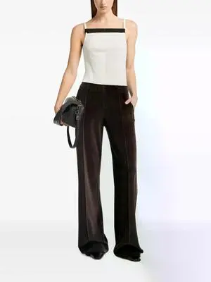 COURREGES Pintucked Velvet Track Pants - Red
