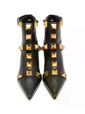 Valentino Garavani Leather Roman Stud Embellished Ankle Boots