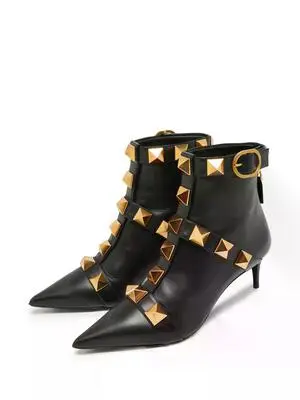 Valentino Garavani Leather Roman Stud Embellished Ankle Boots