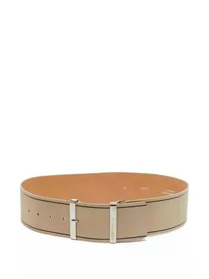 Emporio Armani Stripe-detail Tongue-buckle Belt - Neutrals