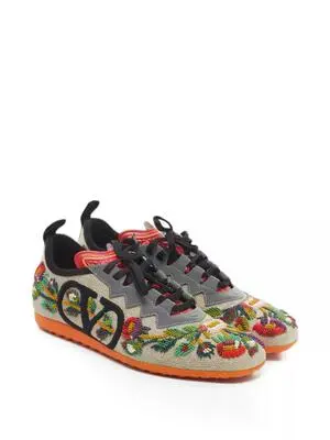 Valentino Garavani Embellished Floral Embroidered Sneakers