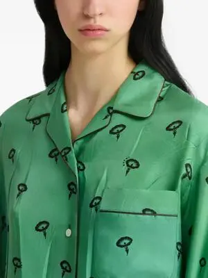 Marni Silk Twill Floral Print Pajama Shirt