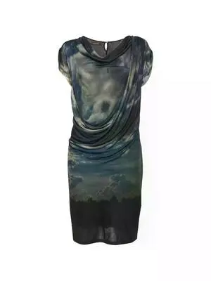 Roberto Cavalli Printed Jersey Dress - Blue