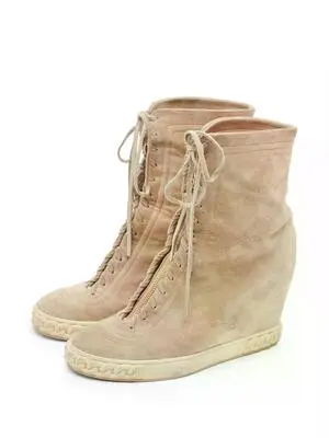 Casadei Beige Suede Wedge Sneakers