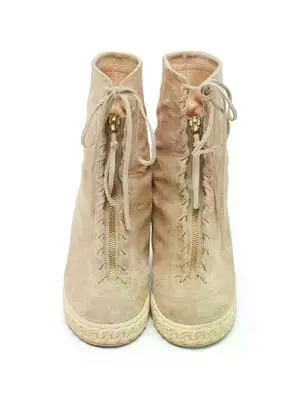 Casadei Beige Suede Wedge Sneakers
