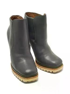 Marni Smooth Grain Square Toe Platform Ankle Boots